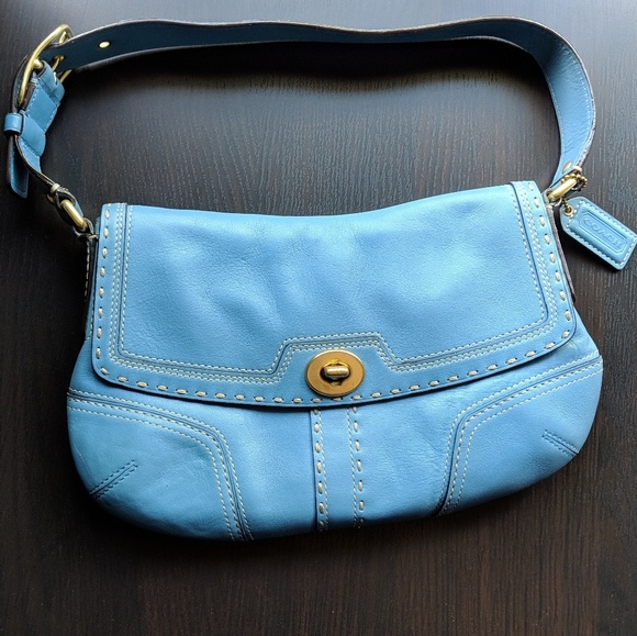 Coach | Bags | Coach Blue Shoulder Purse | Poshmark